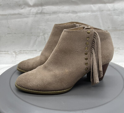 Vionic Boots Faros Womens Size 7 Tan Suede Studded Fringe Side Zip ...