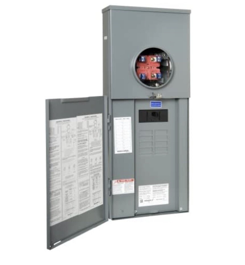 Square D MeterBase Main Breaker & Panel 200A 3R OH/UG Socket 8/16 ED4U ...