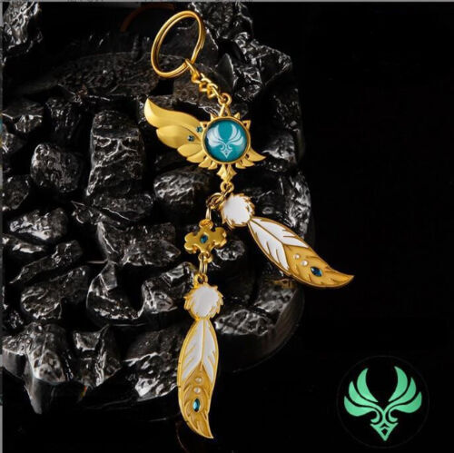 Genshin Impact Inazuma Vision Venti Feather Metal Keychain Necklace ...