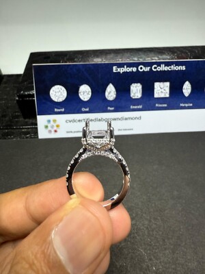 Semi Mount Radiant Lab Grown Diamond Ring For Engagement 14 KT Gold 12 ...