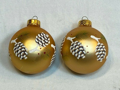 Unique Treasures Blown Glass Pinecones Gold Green Christmas Ornament ...