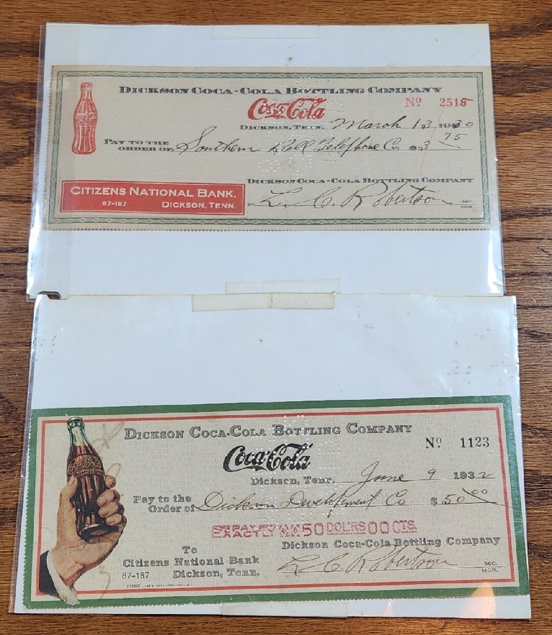 Coca Cola Checks Vintage Dickson Coca Cola Bottling Company 1930's Lot ...