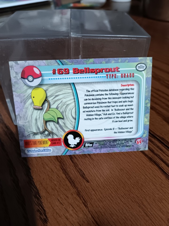 Bellsprout 69 Topps TV Animation Edition Pokemon Black Label Vinrage NM ...