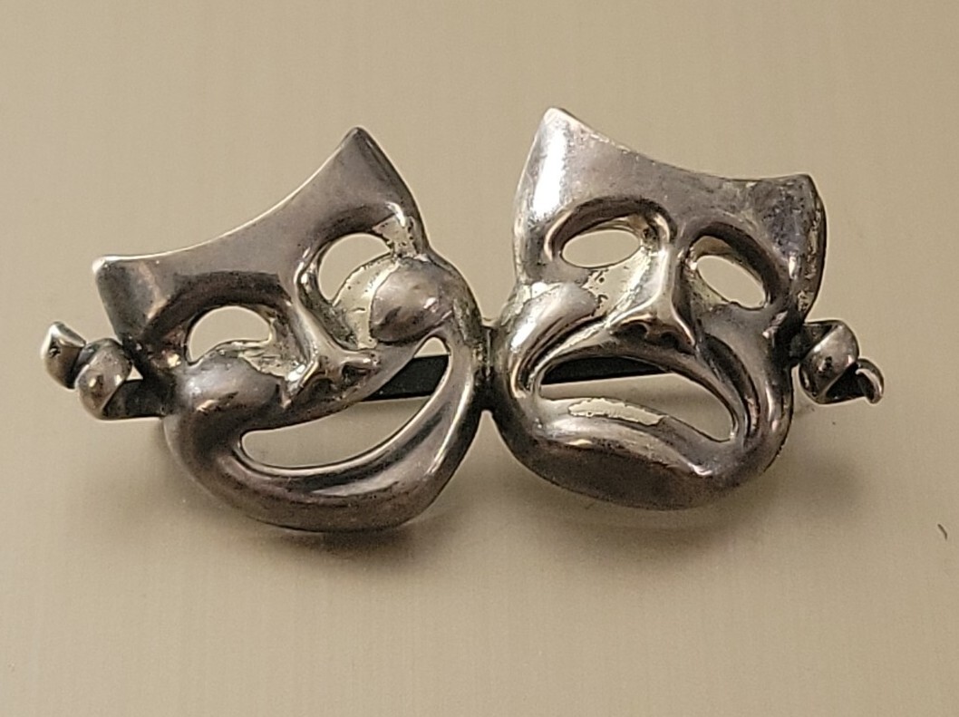 Beau 925 Sterling Silver Theater Masks Brooch Pin Vintage 3.8g | eBay