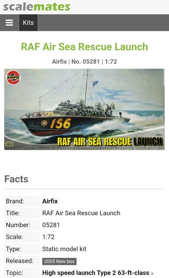 2005 Airfix RAF Air Sea Rescue Launch 1:72 Scale Kit #05281 ☆New Sealed ...