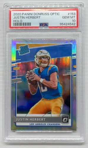 2020 Donruss Optic Justin Herbert Rated Rookie Holo Prizm #153 PSA 10 ...
