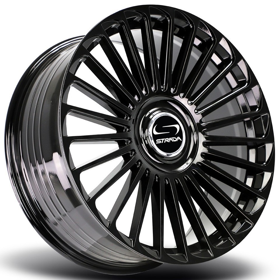 22x9"Strada Wheels Martello Gloss Black Floating Cap Rims | eBay