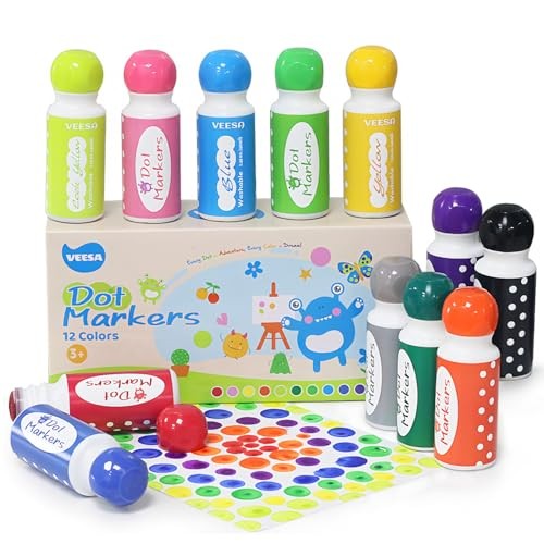 Dot Markers for Kids, 12 Colors Washable Bingo Daubers with 180 PDF ...