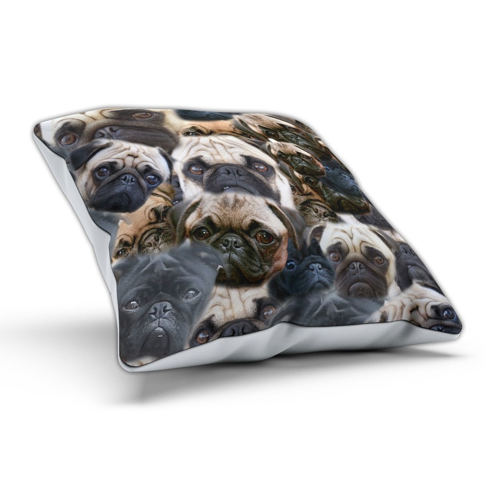 Pug All Over Cushion Pillow Bedroom Living Room Girls Pugs Dog Pet ...