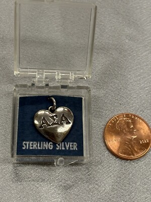 Alpha Sigma Alpha Heart Solid Sterling Silver Charm Pendant NIB ...