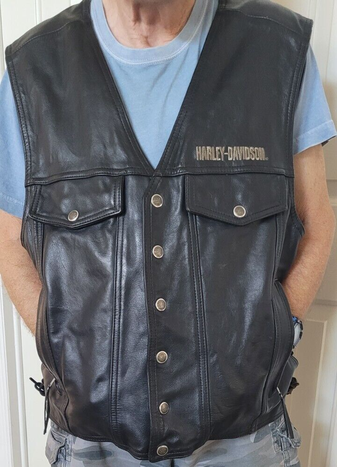 Harley-Davidson Leather Vest American Legion Riders Black XL X-Large ...