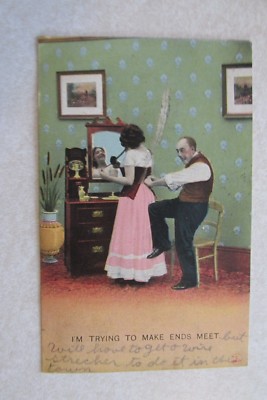 d430 vintage postcard Man tying dress skirt Undivided Back Bamforth ...