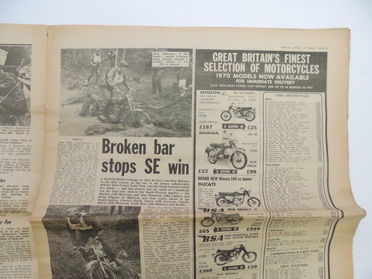 April 15 1970 Motorcycle Newspaper Kel Carruthers Benelli Suzuki Ossa ...