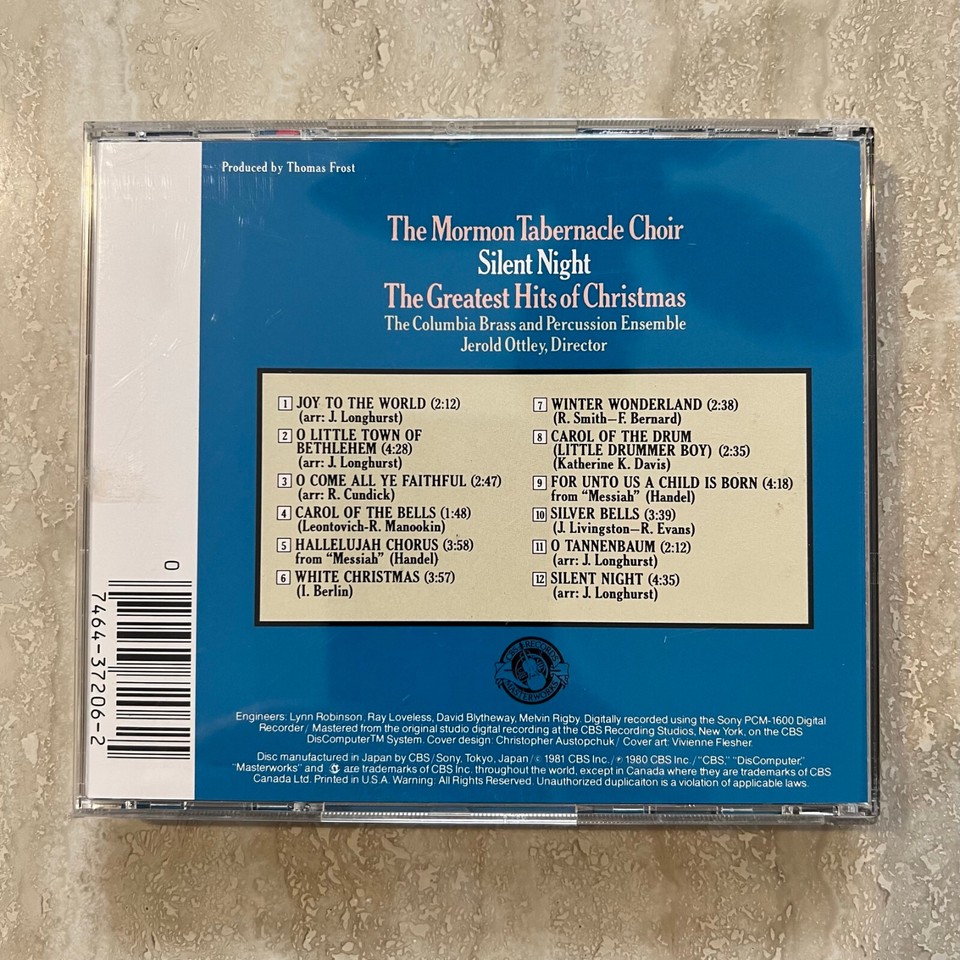 CD Mormon Tabernacle Choir Silent Night Greatest Hits 1980 CBS (Like ...