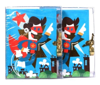 2 Count Mudpuppy Zoink Pow Zap Bam Super Hero Journal With Lock & Key ...
