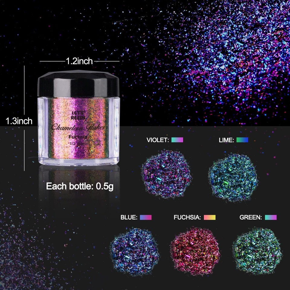 Chameleon Flakes, Resin Supplies -Intense Color Shift Pigment Powder ...