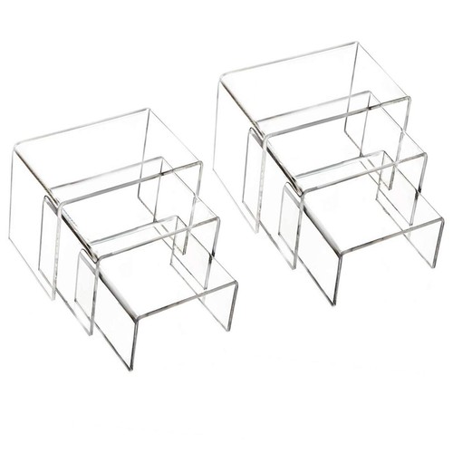 2 Sets Clear Acrylic Display Risers, Small Showcase Shelf for Figures ...