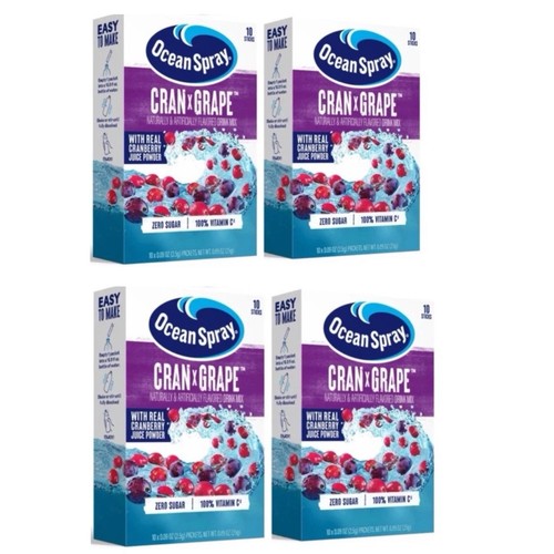 Ocean Spray On-The-Go Powder Drink Mix, Cranberry Grape 0 Sugar, 10ct ...