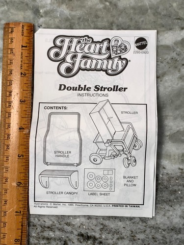 Vintage 1985 Mattel Barbie Doll Heart Family Double Stroller ...
