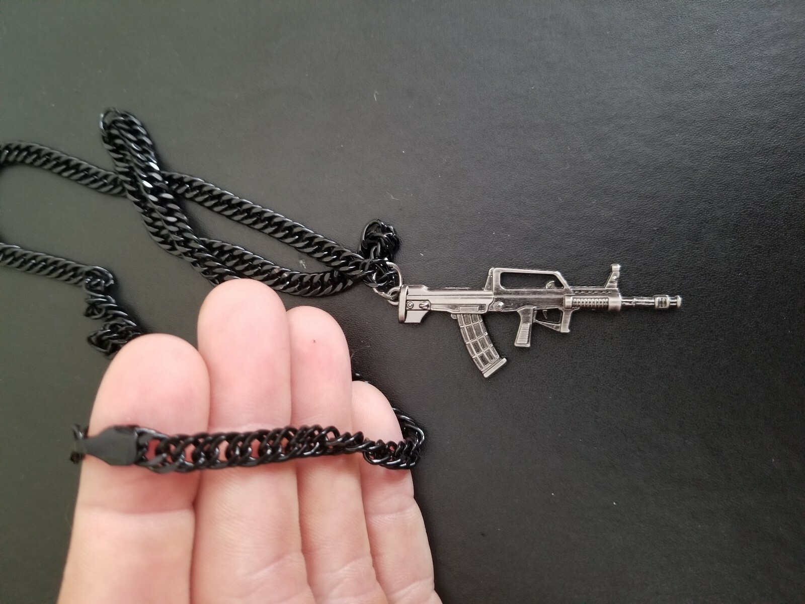 Stainless Steel Gun Pendant Set With Chain.black stainless steel chain ...