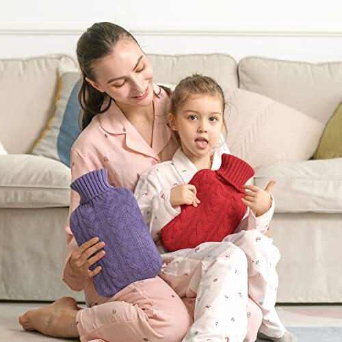 2L Hot Water Bottle Rubber Hot Cold Compress Bag for Cramps Hand Feet ...