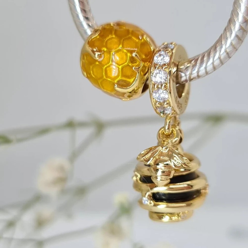Authentic Pandora set of 2 Sweet As Honey Pendant and Golden Honey ...