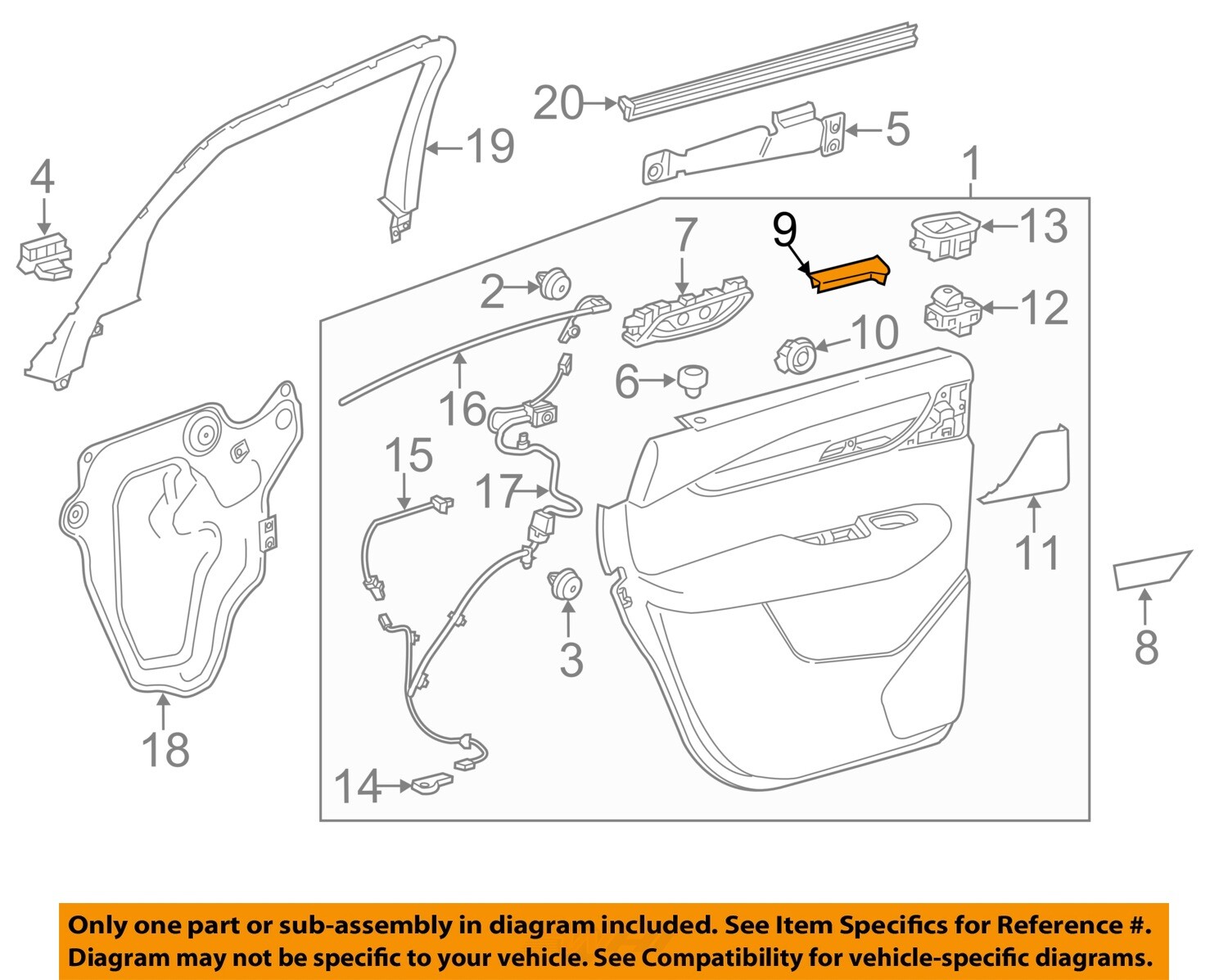 GM OEM 17-19 XT5 Rear Door Interior Trim-Pull Pocket 84234203 | eBay