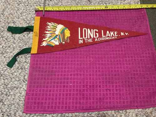 VTG LONG LAKE NEW YORK IN THE ADIRONDACKS PENNANT Indian NATIVE ...