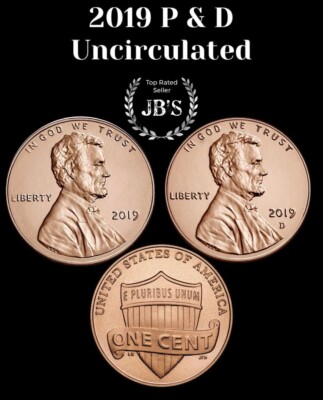2019-P&D Lincoln Shield Cent (2) Penny Set - BRILLIANT UNCIRCULATED (BU ...