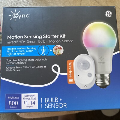 GE CYNC Reveal Smart Full Color Light Bulb with Smart Wire Free Motion ...
