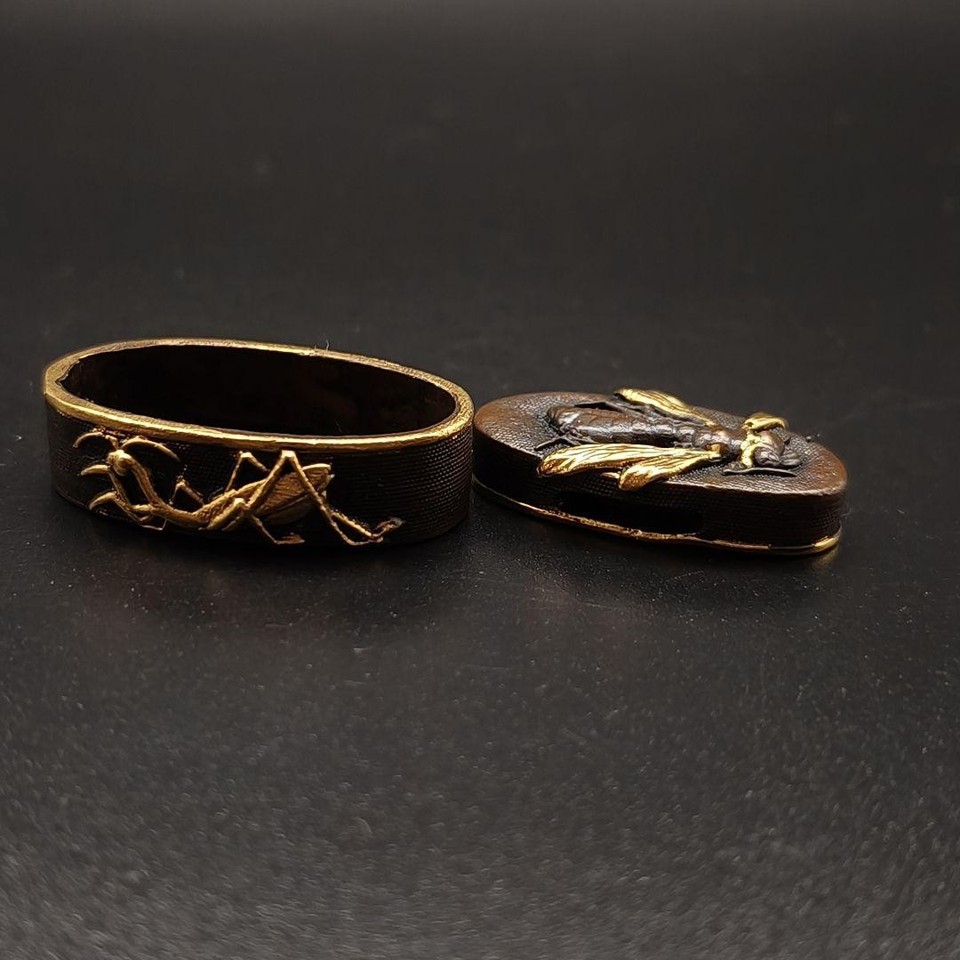 Fuchi Kashira Japanese sword fittings guard Tsuba hilt Samurai Katana ...