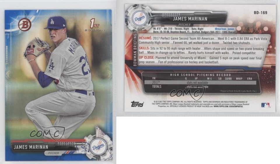 2017 Bowman Draft Blue 5/150 James Marinan #BD-169 s3g | eBay UK