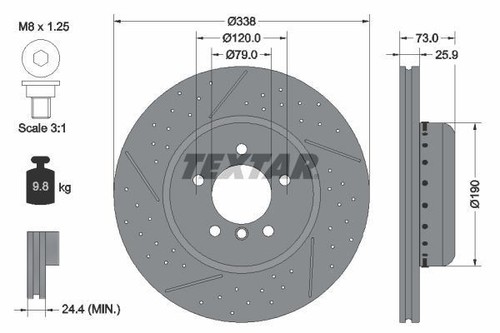 TEXTAR Brake Discs Rotors Front & Rear Braking Service Set Fits BMW 1 ...
