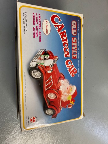 Vintage Old Style Cartoon Car Santa Claus Red Jalopy Lights Up Plays ...