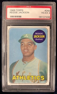 Reggie Jackson 1969 Topps Baseball RookieCard #260. PSA 4. Very Good ...