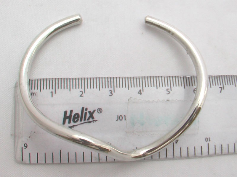 Solid 925 Sterling Silver Wave Cuff Bangle Bracelet 17 grams | eBay