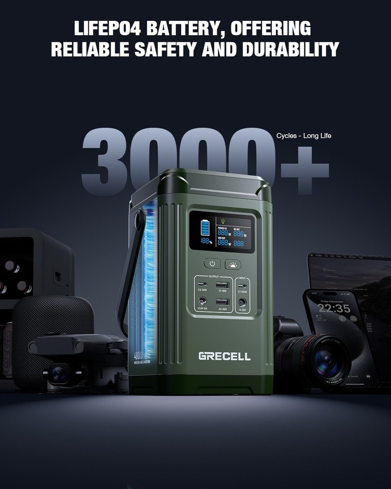 200W Solar Power Station Portable Battery Bank LED Light 153.6Wh for ...