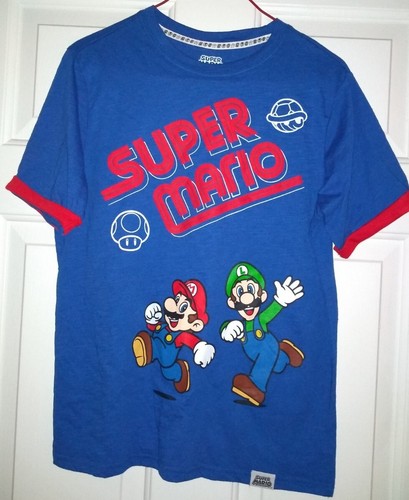 Nintendo Super Mario Blue T-Shirt Double-sided Graphic Youth Size XXL ...