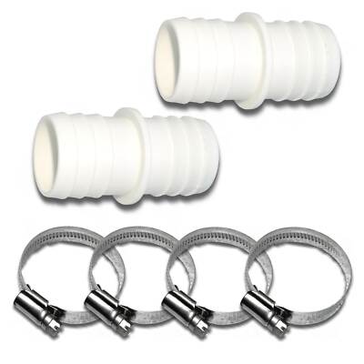 Ø 32 / 32mm | 2 Stück Schlauchverbinder Schlauchtülle + 4 Schellen Pool ...