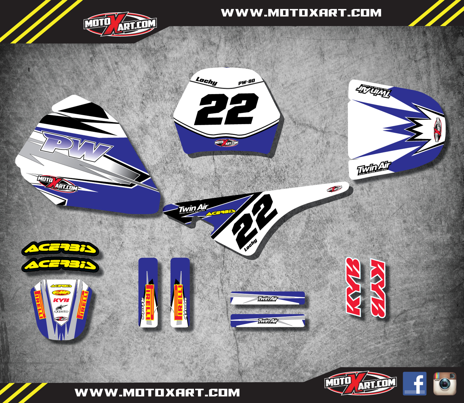 Yamaha pw pee wee 80 SHOCKWAVE STYLE full custom graphics kit decals ...