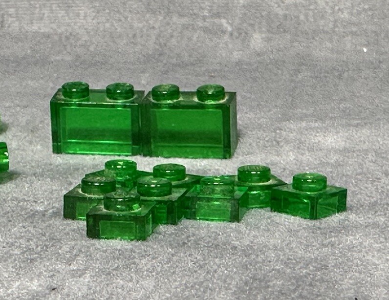 Vtg Lego Space Bricks Transparent Green Translucent 19 Pieces Round 1x1 ...