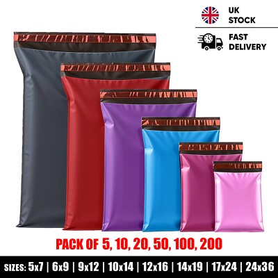 Mixed Sizes Mailing Plastic Bags Self-Seal Poly Postage Parcel Bags 5x7 ...