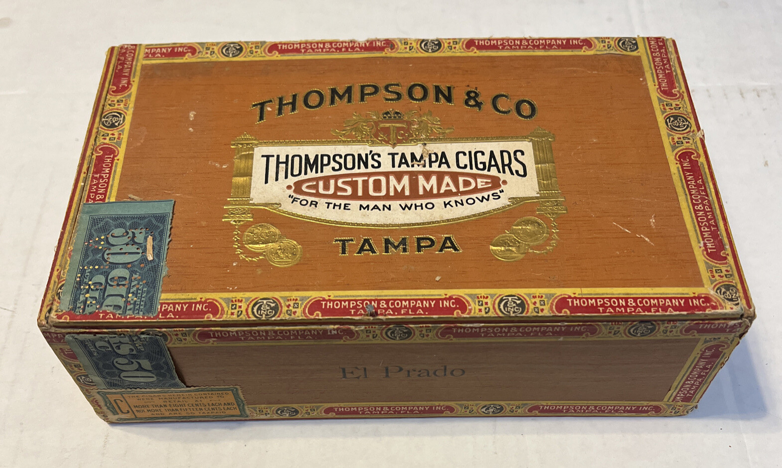 Thompson & CO Tampa Cigar Box Tampa Florida El Prado 1926 Tax Stamp | eBay