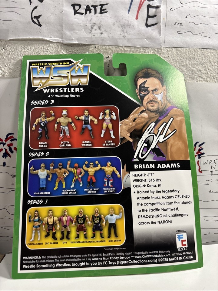 WSW Evil Crush Series 3 Green Card Retro Figure Brian Adams WWF WCW ...