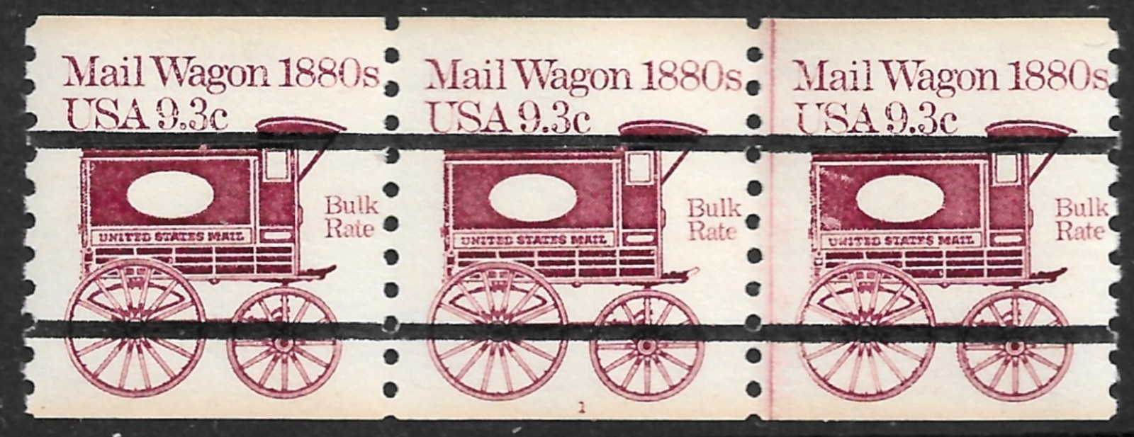 US Stamp #1903a 9.3c. Mail Wagon Coil Strip of 3 Plate #1 Precancel MNH ...