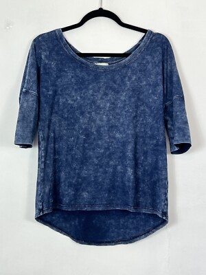 Anthropologie Cloth & Stone Dolman 3/4 Sleeve Blue mineral wash Hi Low ...