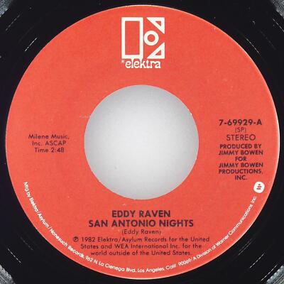 EDDY RAVEN San Antonio Nights ELEKTRA 7-69929 EX 45 7" 1982 Country | eBay