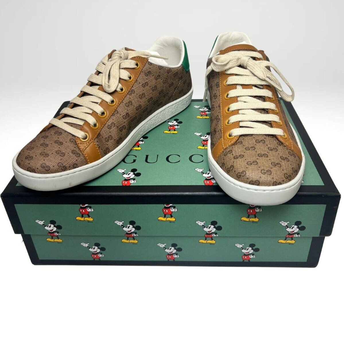 Gucci X Disney Mickey Mouse Ace Canvas Sneakers W/ Or… - Gem