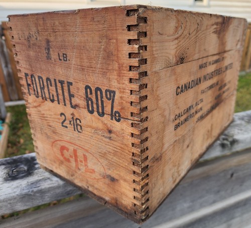 VINTAGE CIL DYNAMITE FORCITE HIGH EXPLOSIVES WOODEN BOX CRATE 50LB LOAD ...