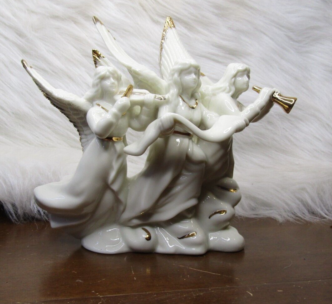 Mikasa Trio of Angels Playing Instruments Figurine Ivory with Gold Trim ...